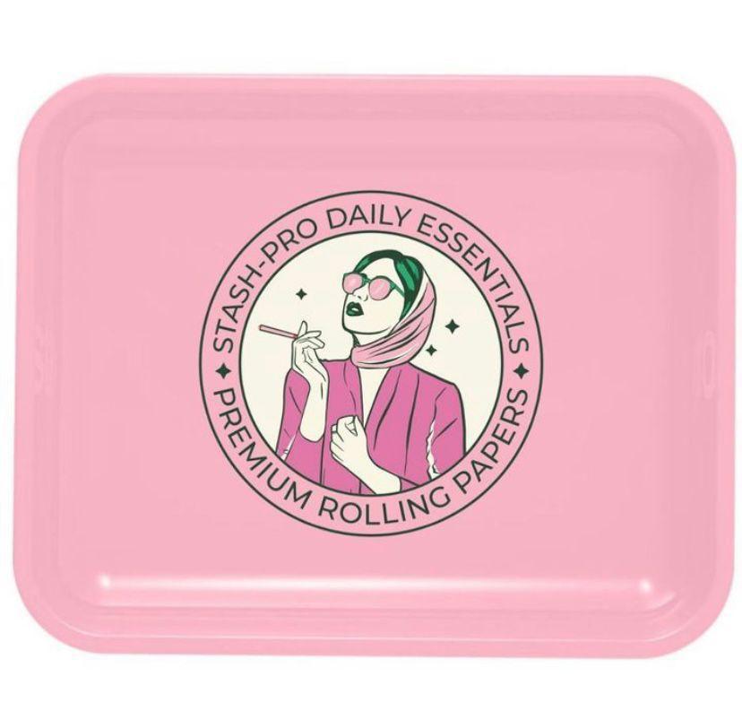 Stash-Pro Pink Rolling Metal Tray - Mini