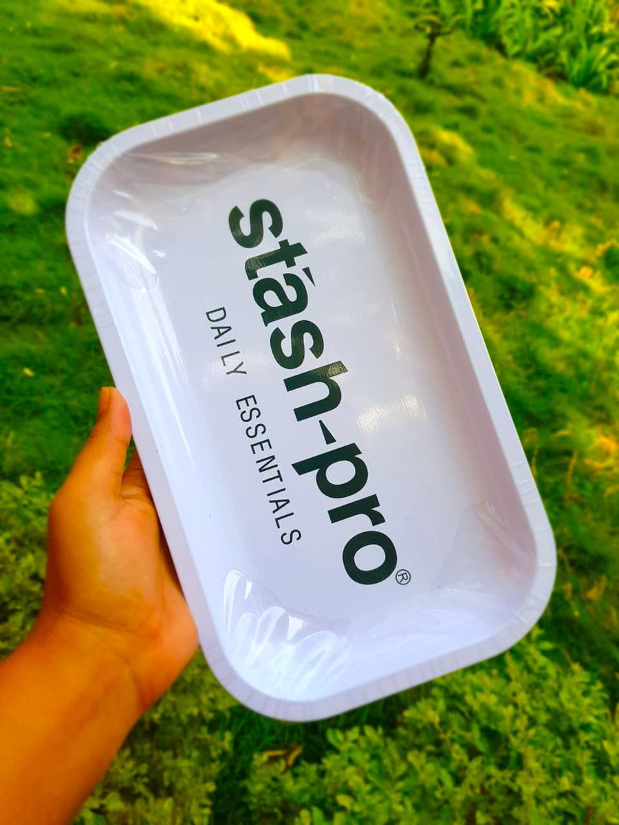 Stash-Pro White Metal Rolling Tray - Medium